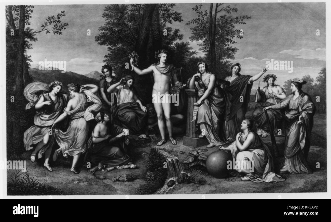This 18th-century painting depicts Apollo with the Muses on Mount ...