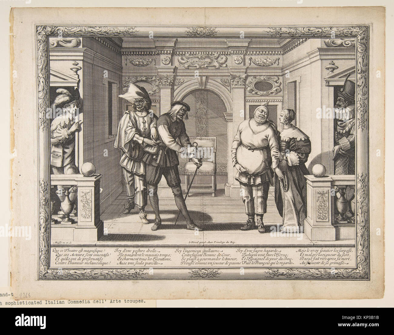 Depiction of actors at the Hotel de Bourgogne performing on stage ...
