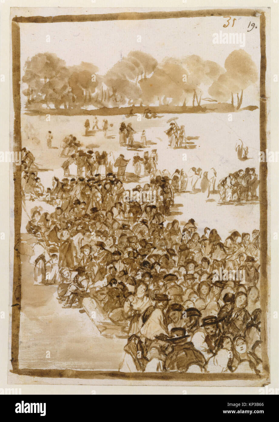 Crowd in a Park, from Images of Spain Album (F), page 31 MET DT204708 334019 Stock Photo - Alamy