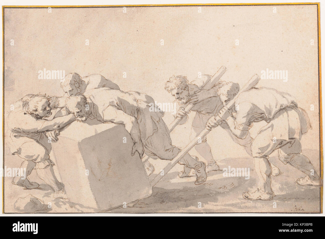 Five Men Pushing a Block of Stone MET DP141371 339776 Stock Photo - Alamy