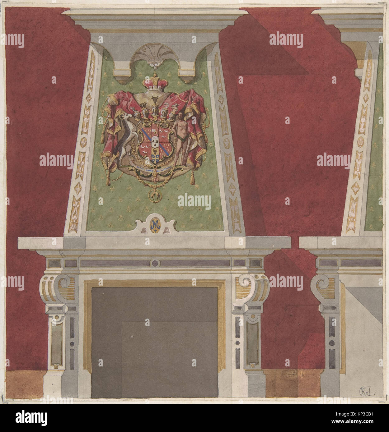 A detailed design for a chimney piece at Château du Duc de Meternick ...