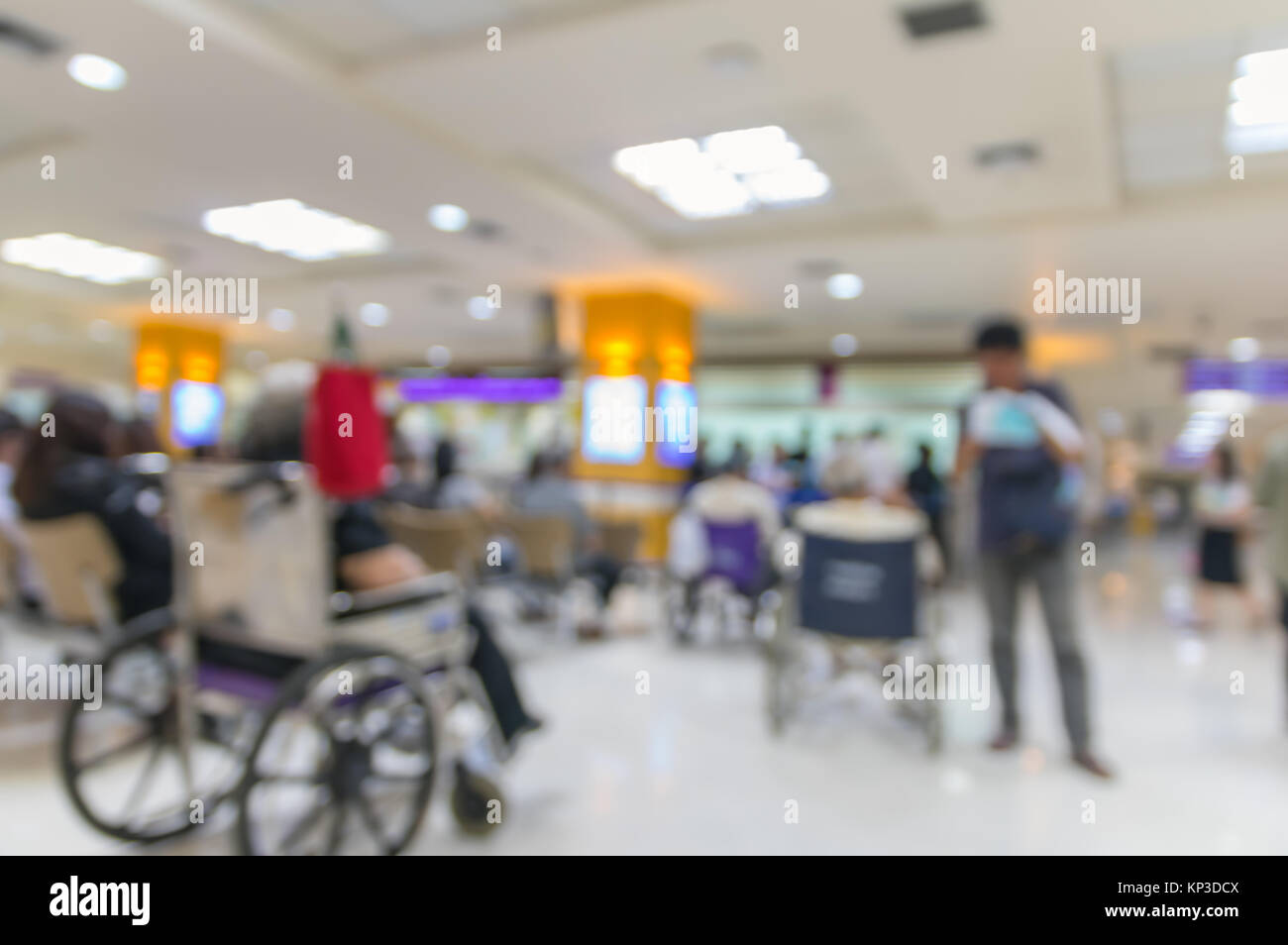 Abstract photo blurred of hospital background, Patient sitting chair ...