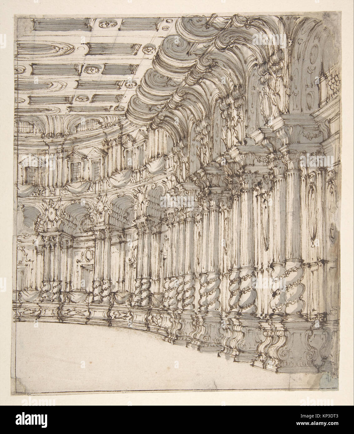 Design for a Stage Set- Interior of a Ballroom or Theater with Torqued ...