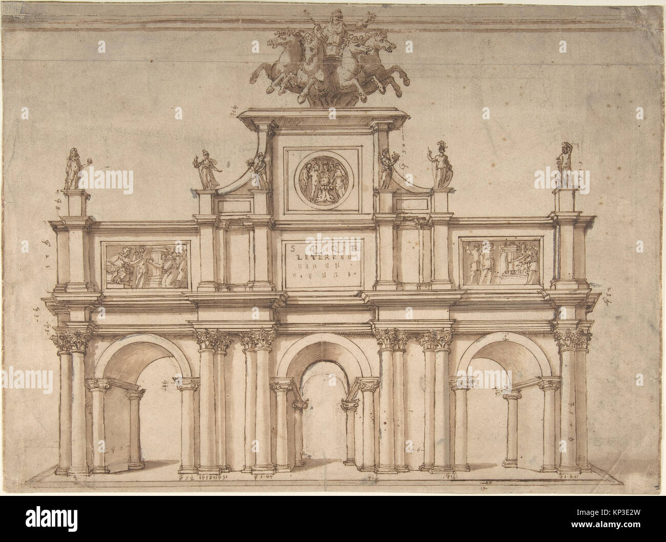 Design for a Triumphal Arch with Three Arches MET DP802045 388847 Stock ...