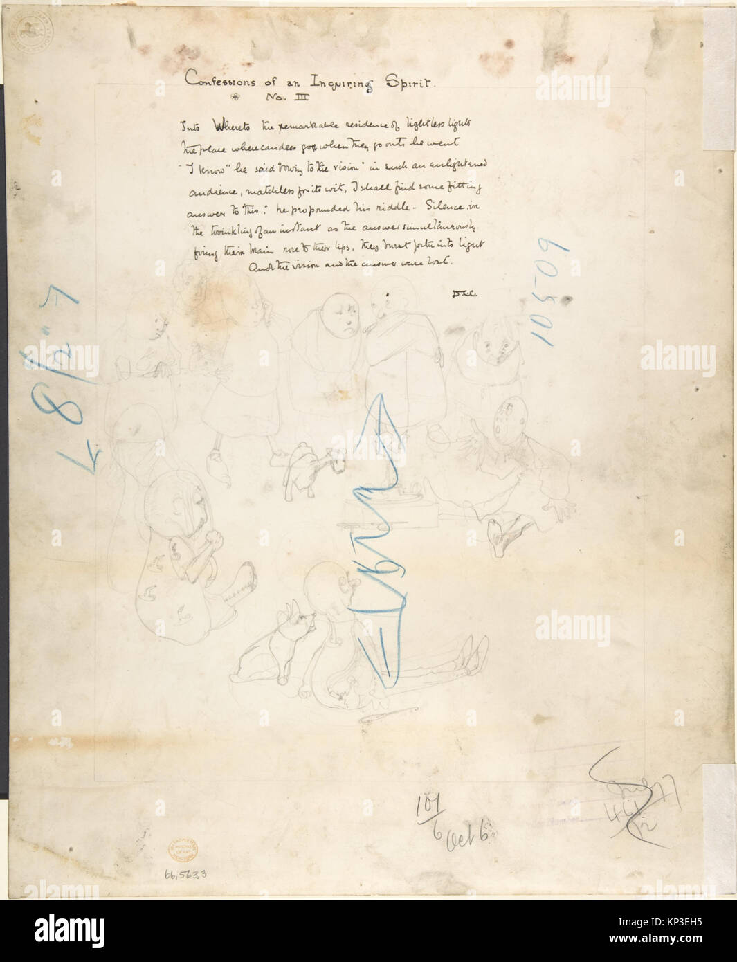 Illustration showing a recto of a study titled 'Confessions of an ...