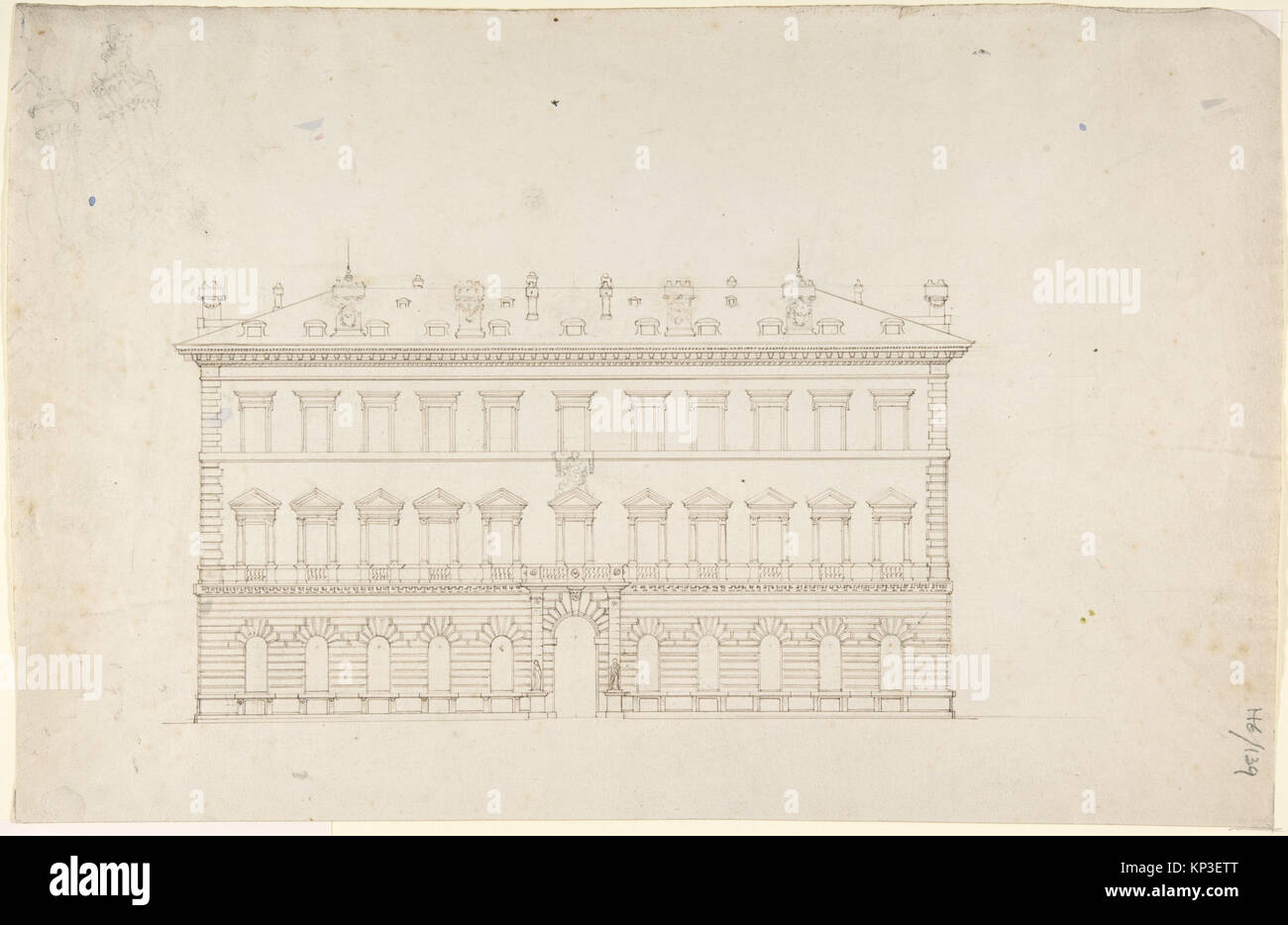 Design for a Public Building in the Italian Renaissance Palazzo Style ...
