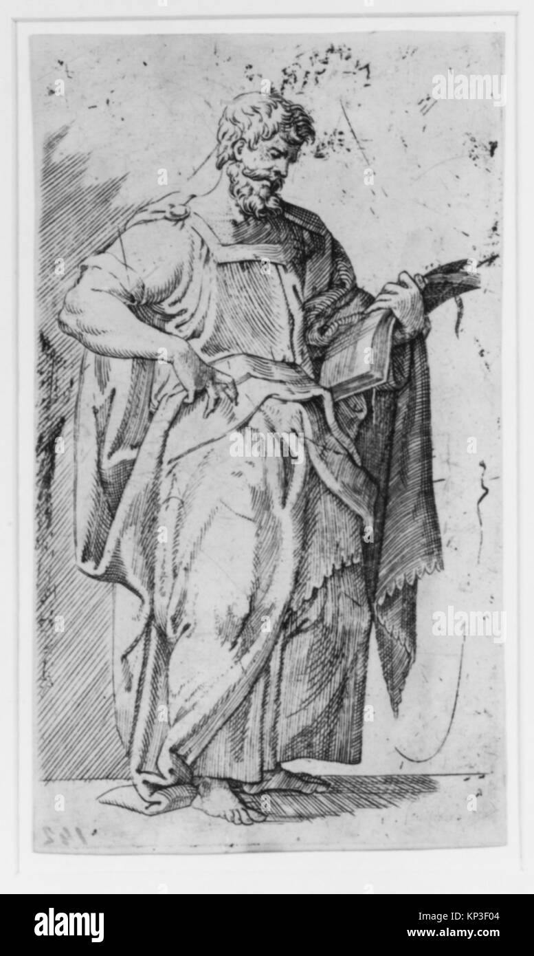 Depiction of an apostle showing historical clothing, symbolic ...