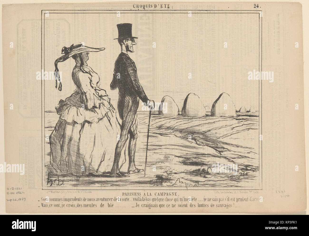 Illustration depicting Parisian figures in rural settings, highlighting ...