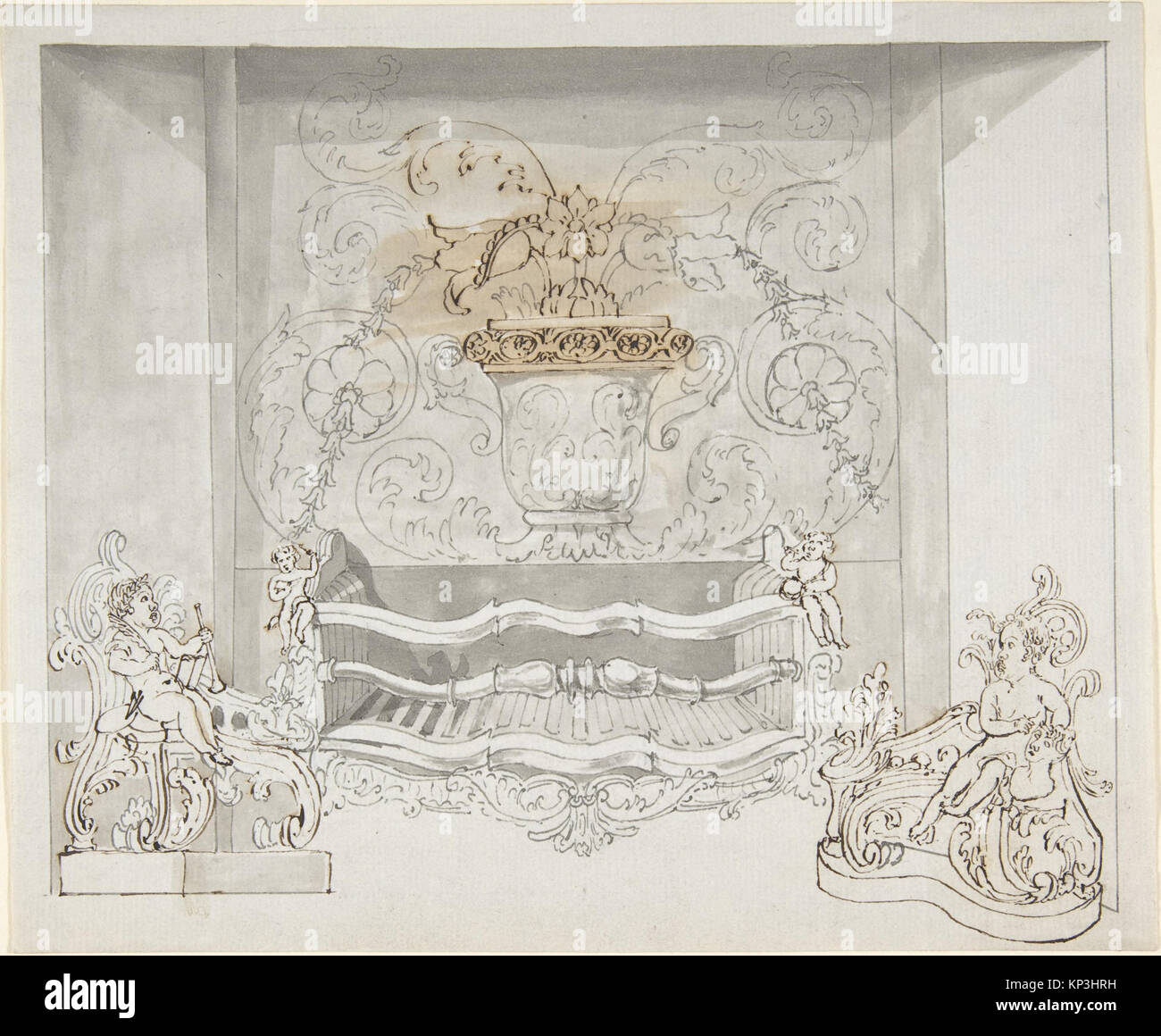 A design by Benjamin Dean Wyatt for a cast-iron grate, dated around ...