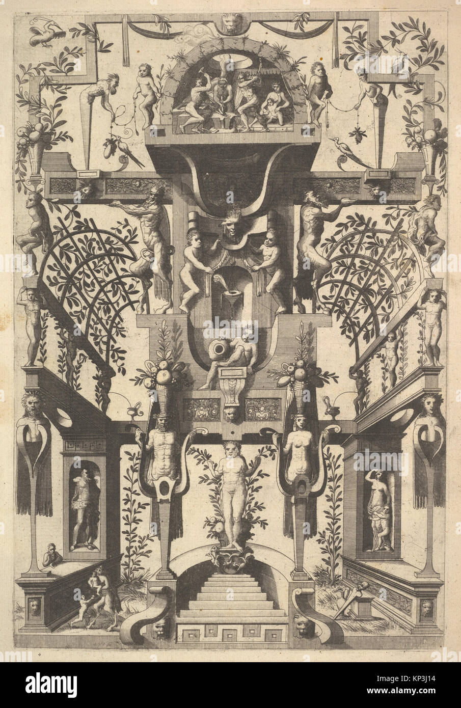 Fantastic Architecture Structure with Strapwork and Two Pergolas and a ...