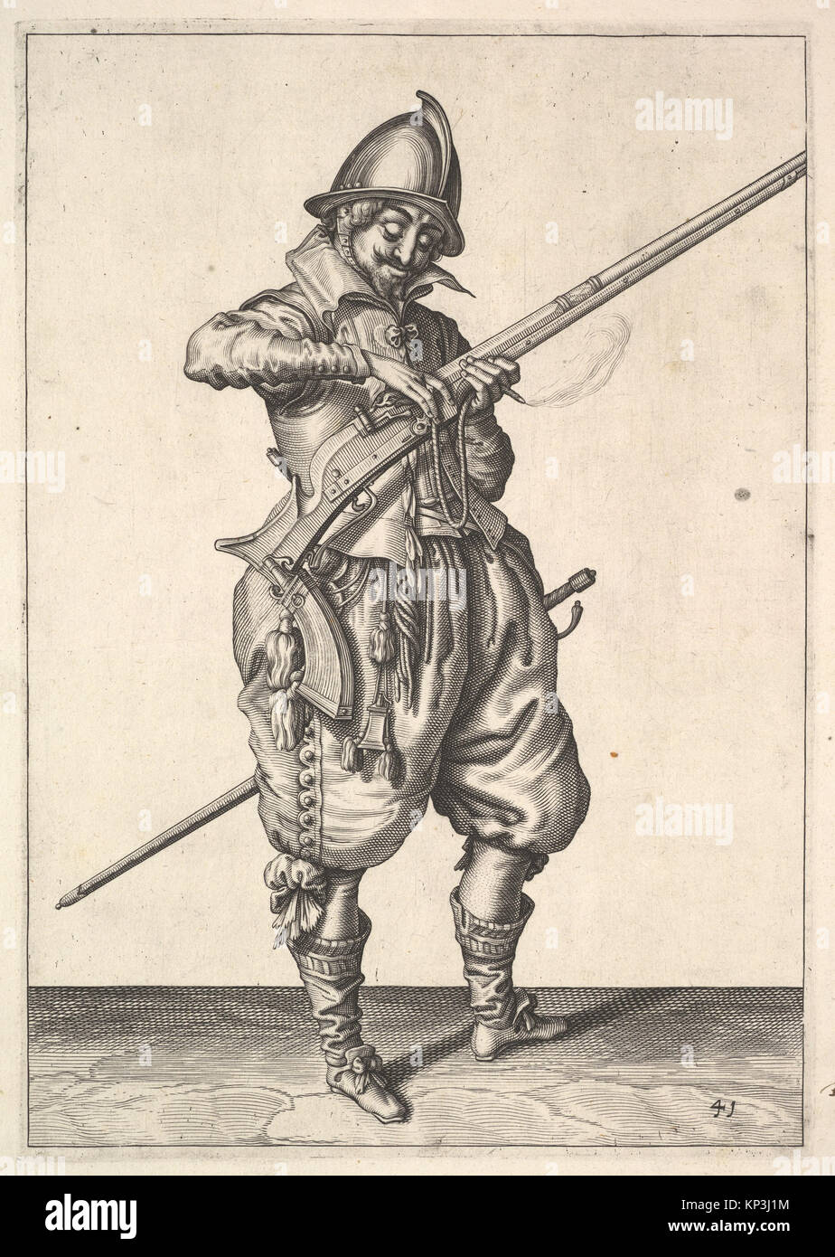 A soldier on guard shaping the match between his thumb and his ...