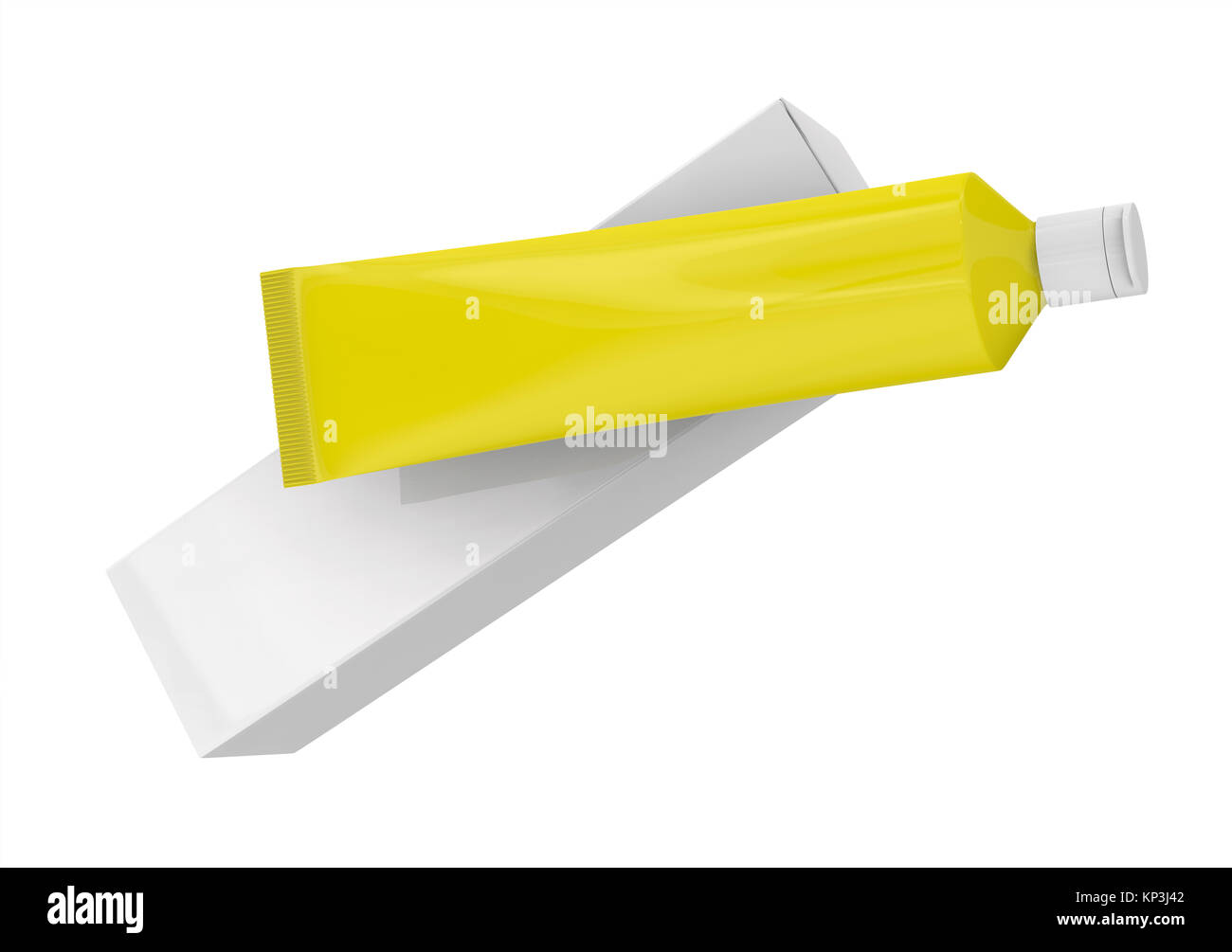 Toothpaste blank mockup, 3d render package design, tube with paper box ...