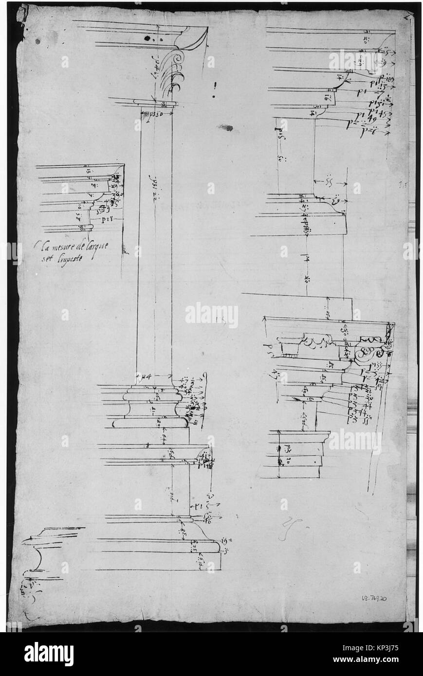 This architectural drawing depicts the Arch of Constantine, showing a ...