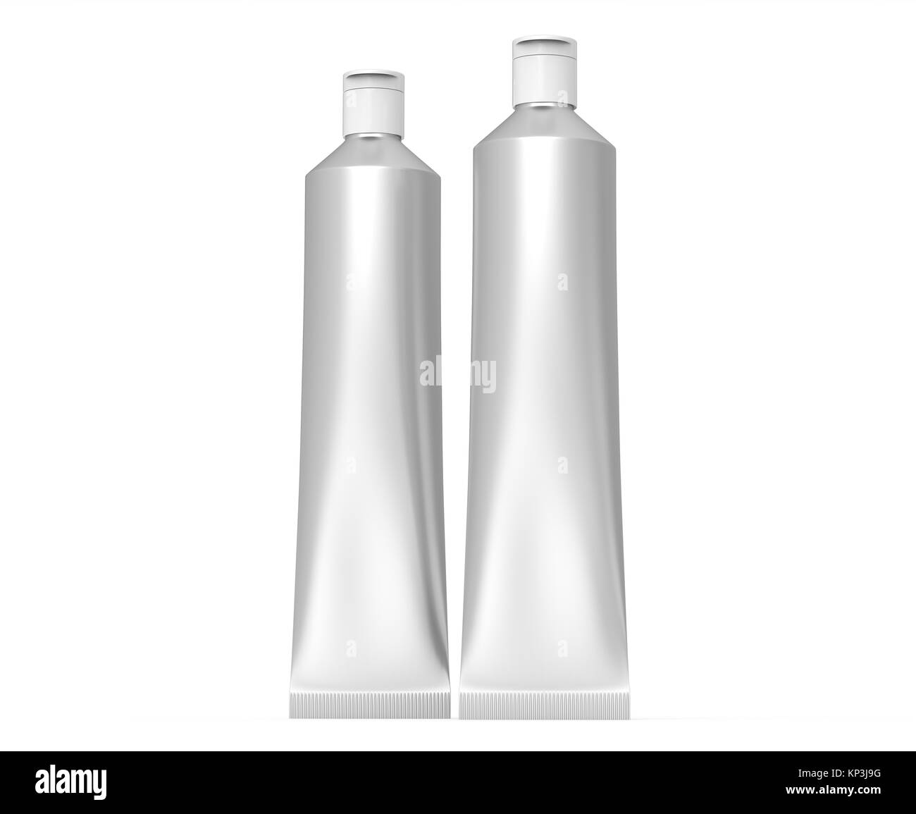 Toothpaste package mockup, blank silver tubes in 3d render Stock Photo ...