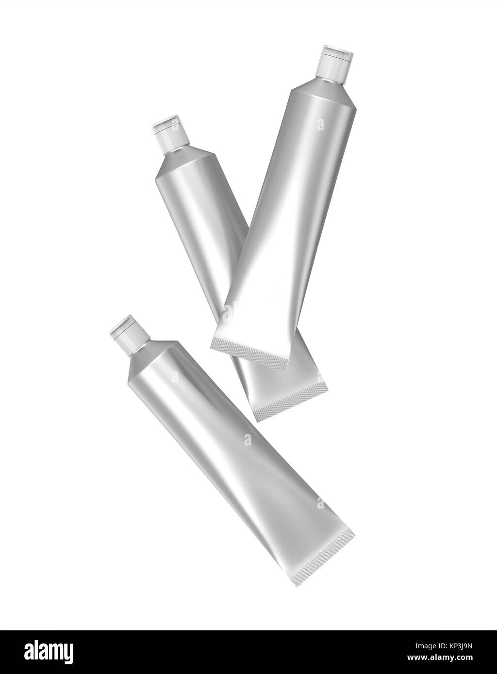 Toothpaste package mockup, blank silver tubes floating in the air in 3d ...