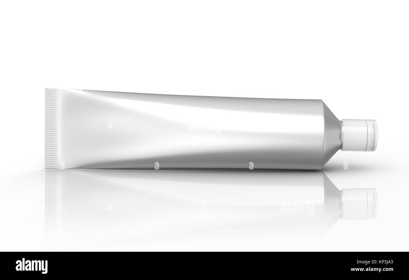 Toothpaste package mockup, blank silver tubes in 3d render Stock Photo ...