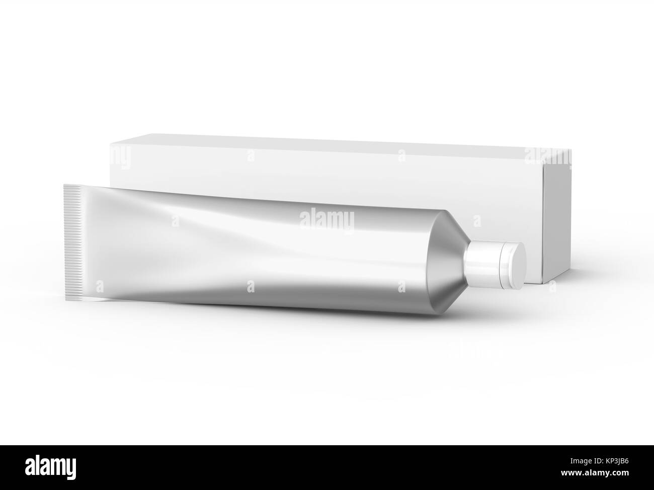 Toothpaste package mockup, blank silver tube with paper box in 3d ...