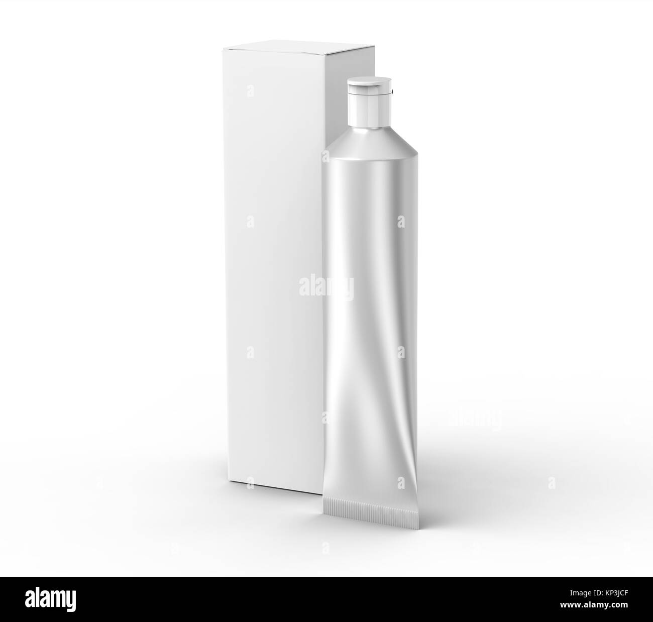 Toothpaste package mockup, blank silver tube with paper box in 3d ...