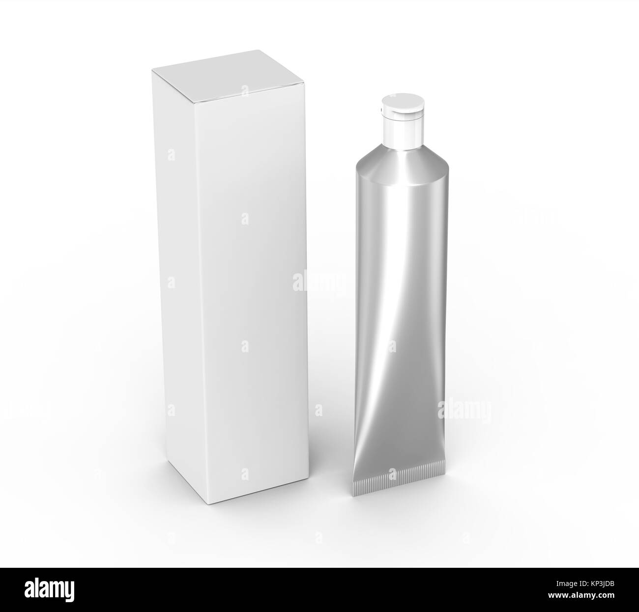 Toothpaste package mockup, blank silver tube with paper box in 3d ...