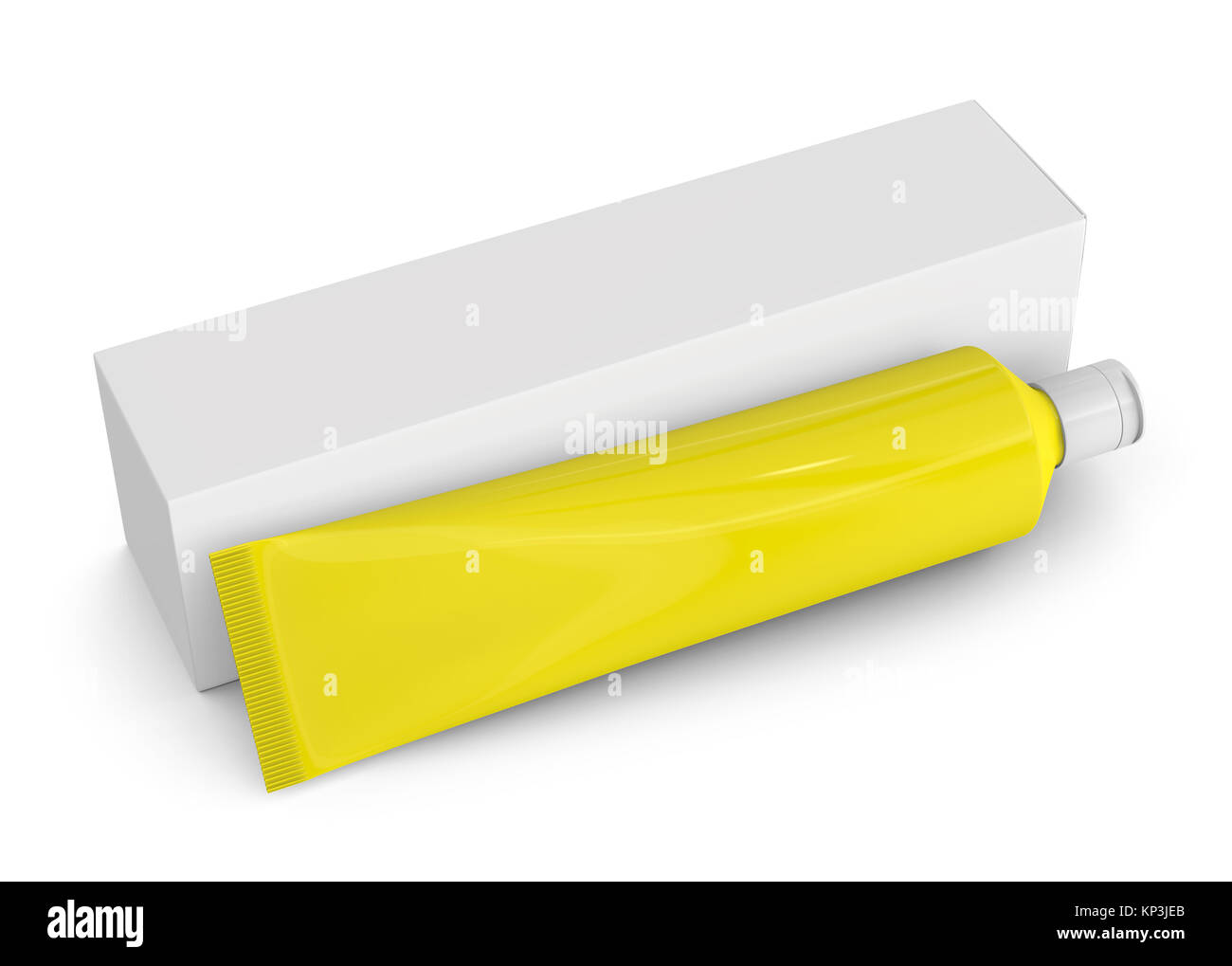 Toothpaste package mockup, blank yellow tube with paper box in 3d ...