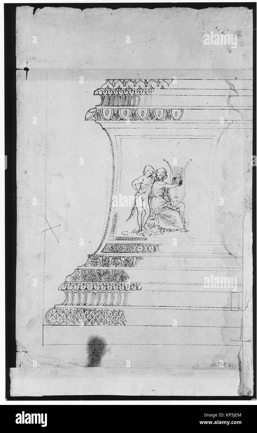 Drawing of the Domus Augustiana cornice with profile projection and Ara ...