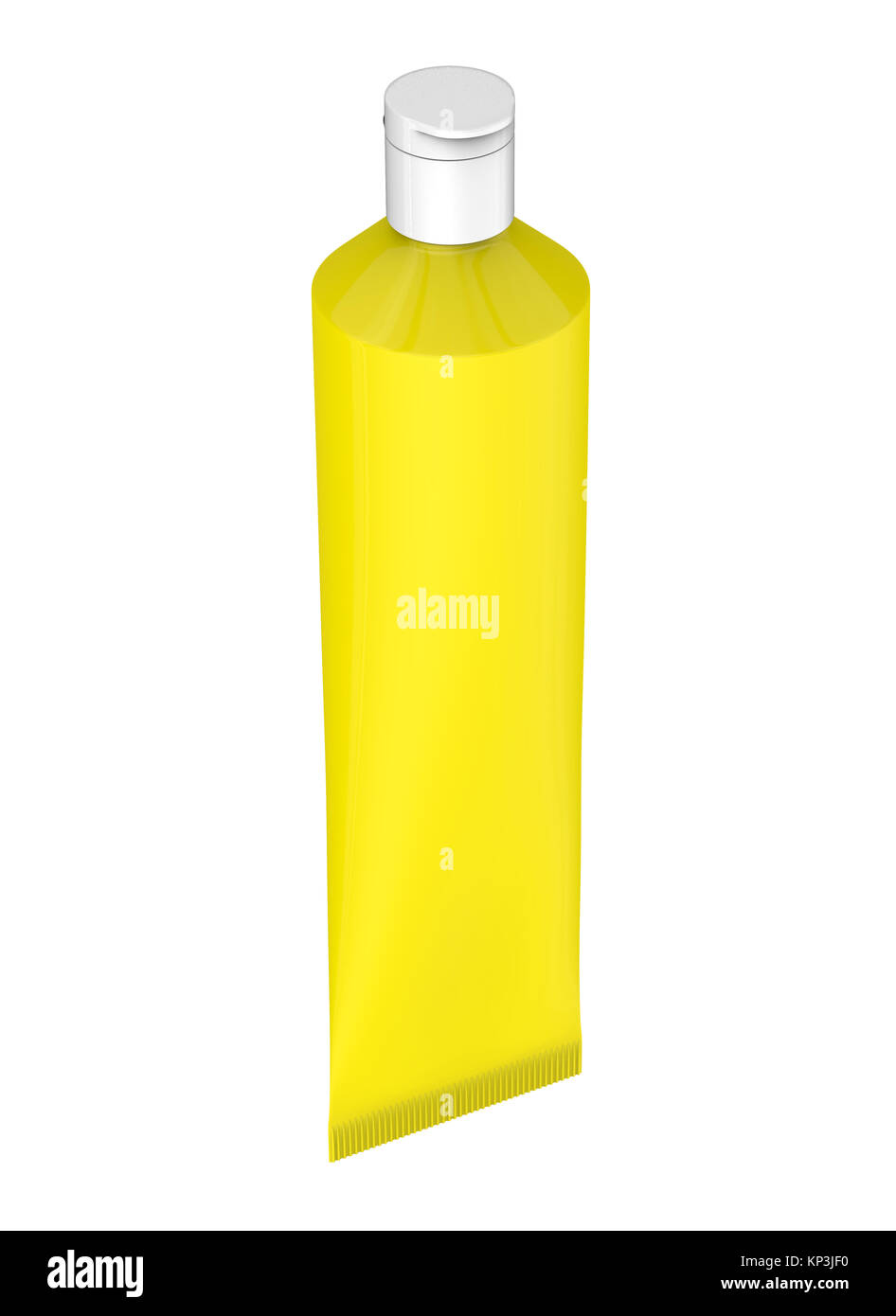 Toothpaste package mockup, blank yellow tube in 3d render Stock Photo ...