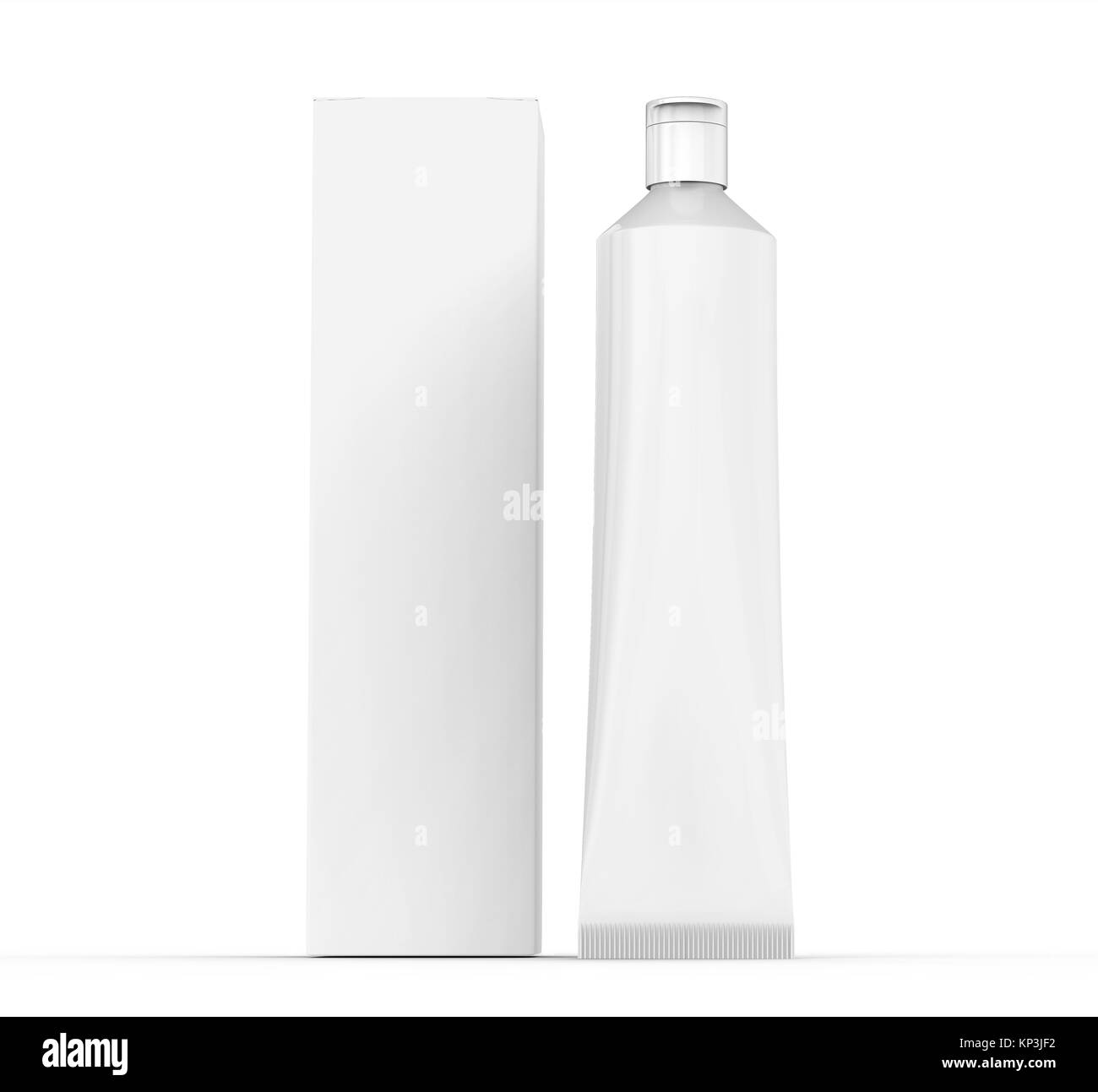 Toothpaste package mockup, blank white tube with paper box in 3d render ...