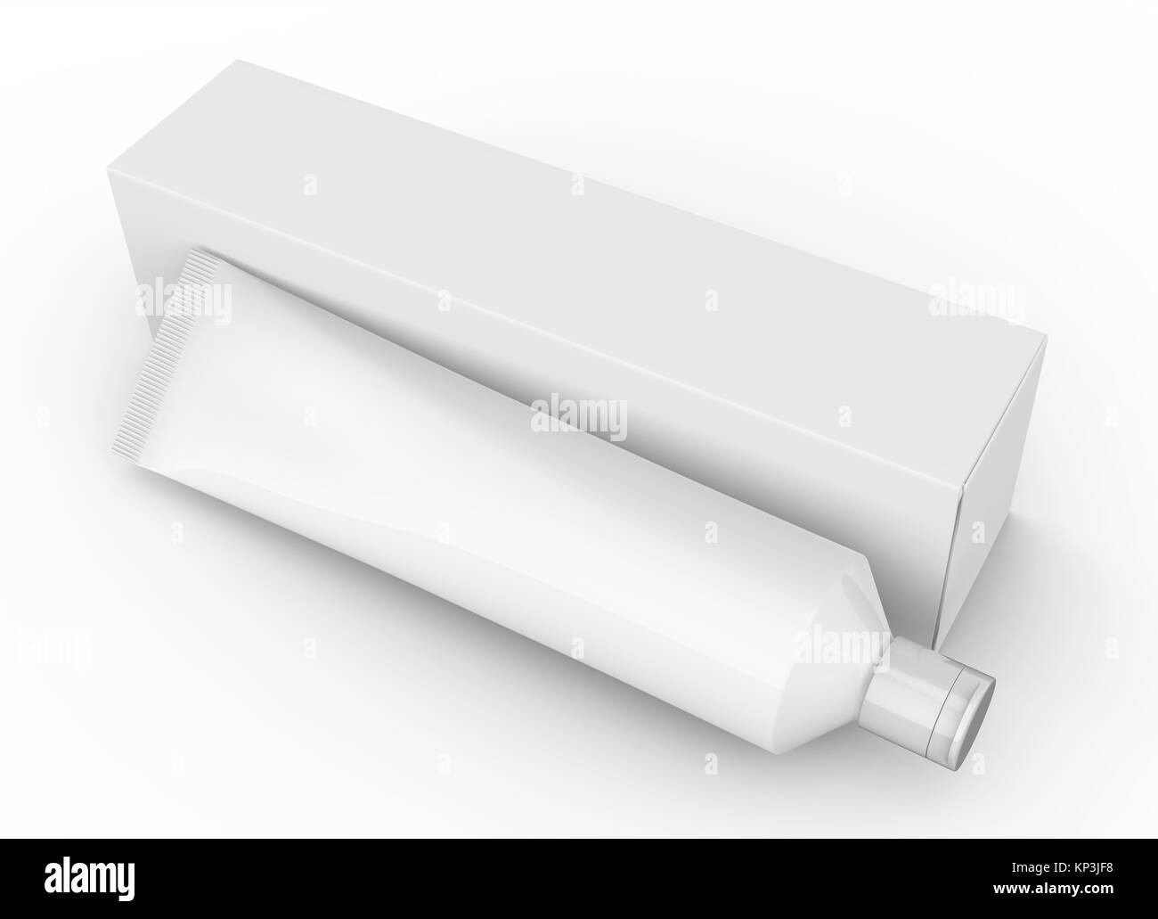Toothpaste package mockup, blank white tube with paper box in 3d render ...