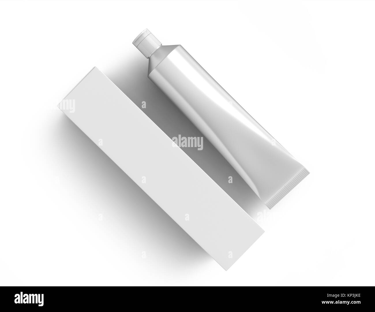 Blank toothpaste mockup, paste tube with paper box in 3d render in ...