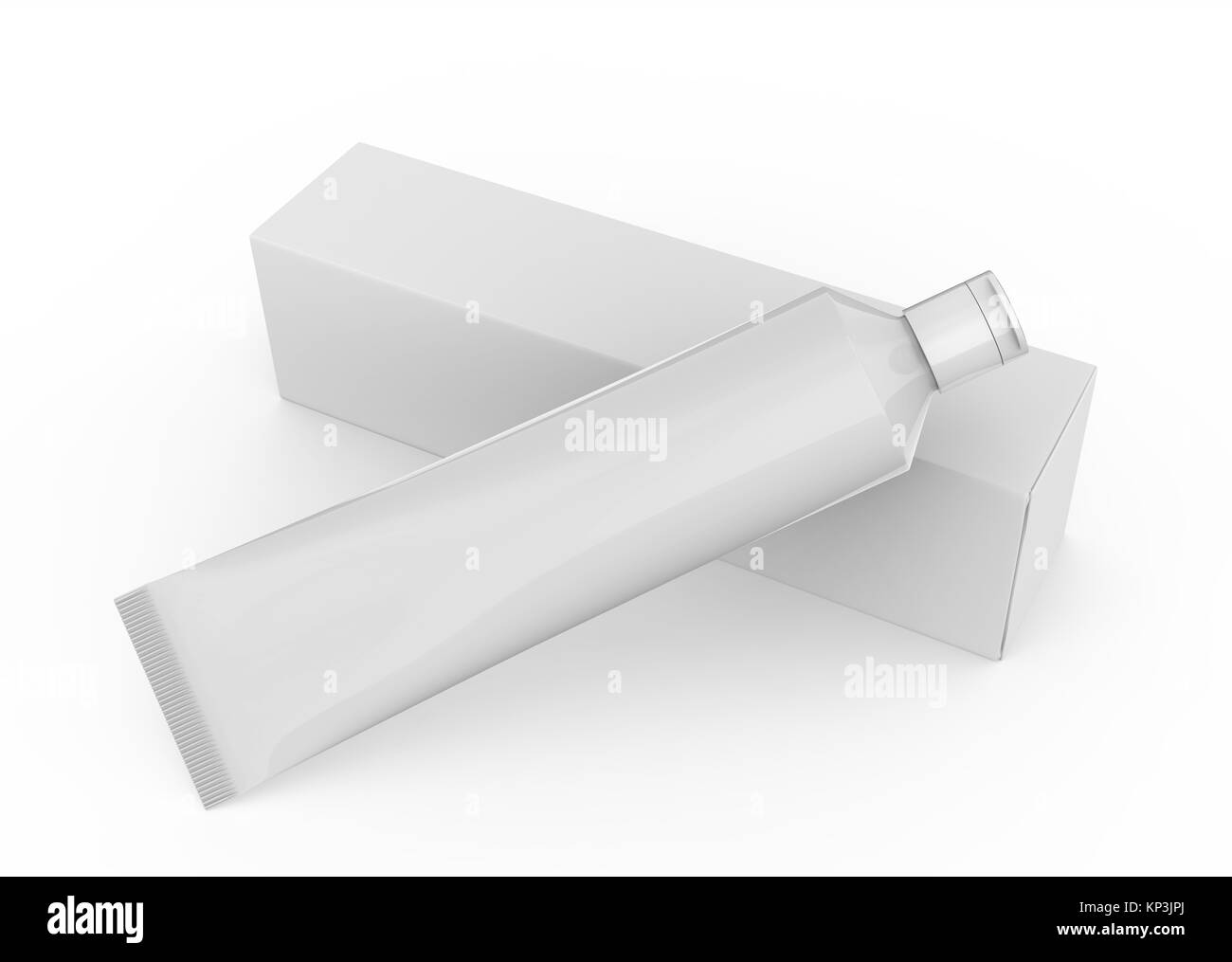 Blank toothpaste mockup, paste tube with paper box in 3d render Stock ...