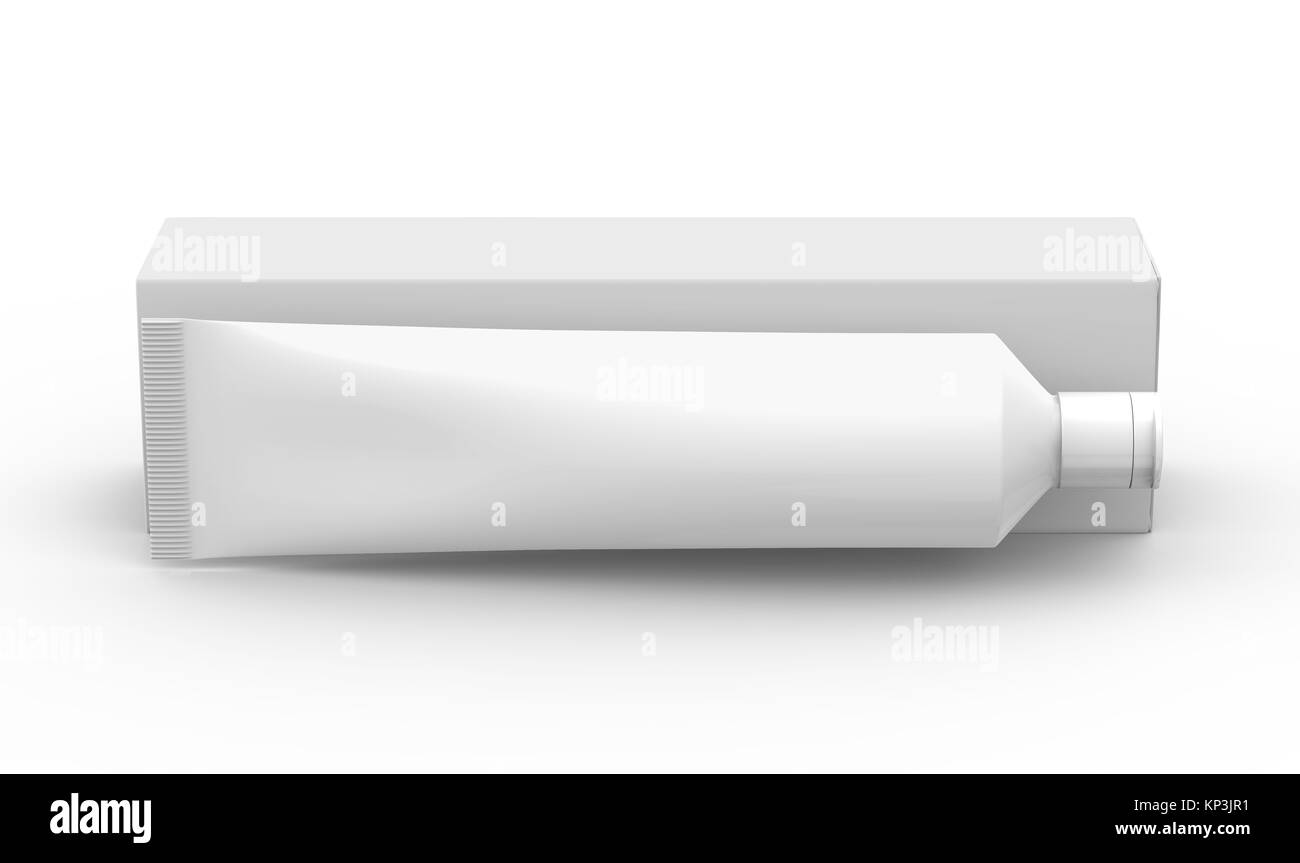 Blank toothpaste mockup, floating paste tube with paper box in 3d ...