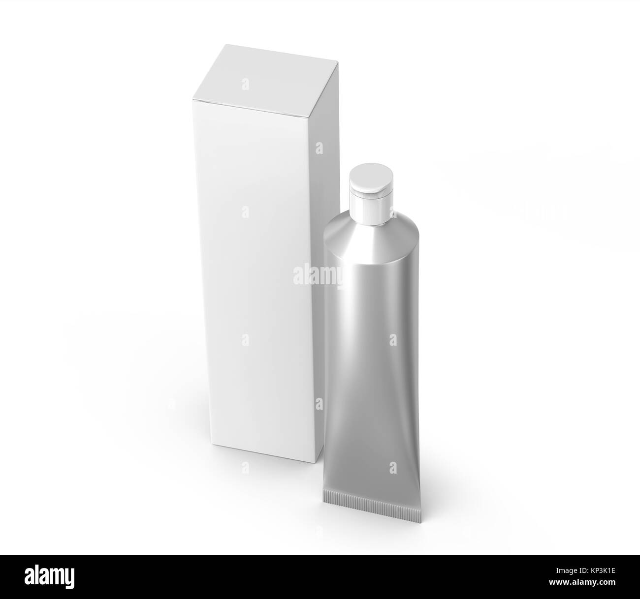 Toothpaste blank mockup, 3d render package design, tube with paper box ...