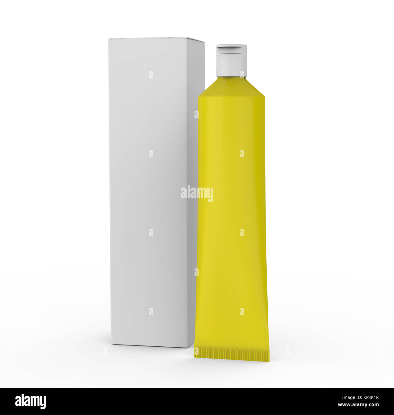 Toothpaste blank mockup, 3d render package design, tube with paper box ...
