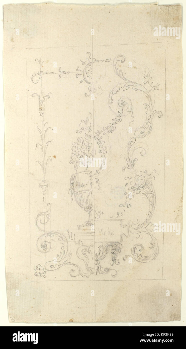 Design for a Cartouche with garlands and antique vase MET DP109979 ...