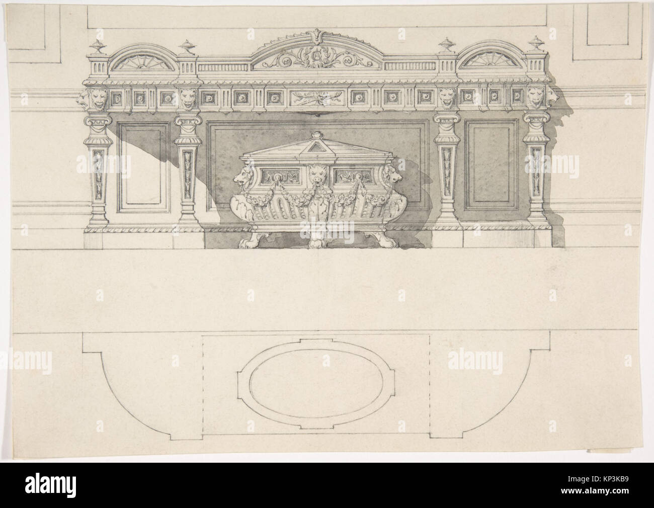 Design of a free-standing tomb with canopy, showing structural features ...