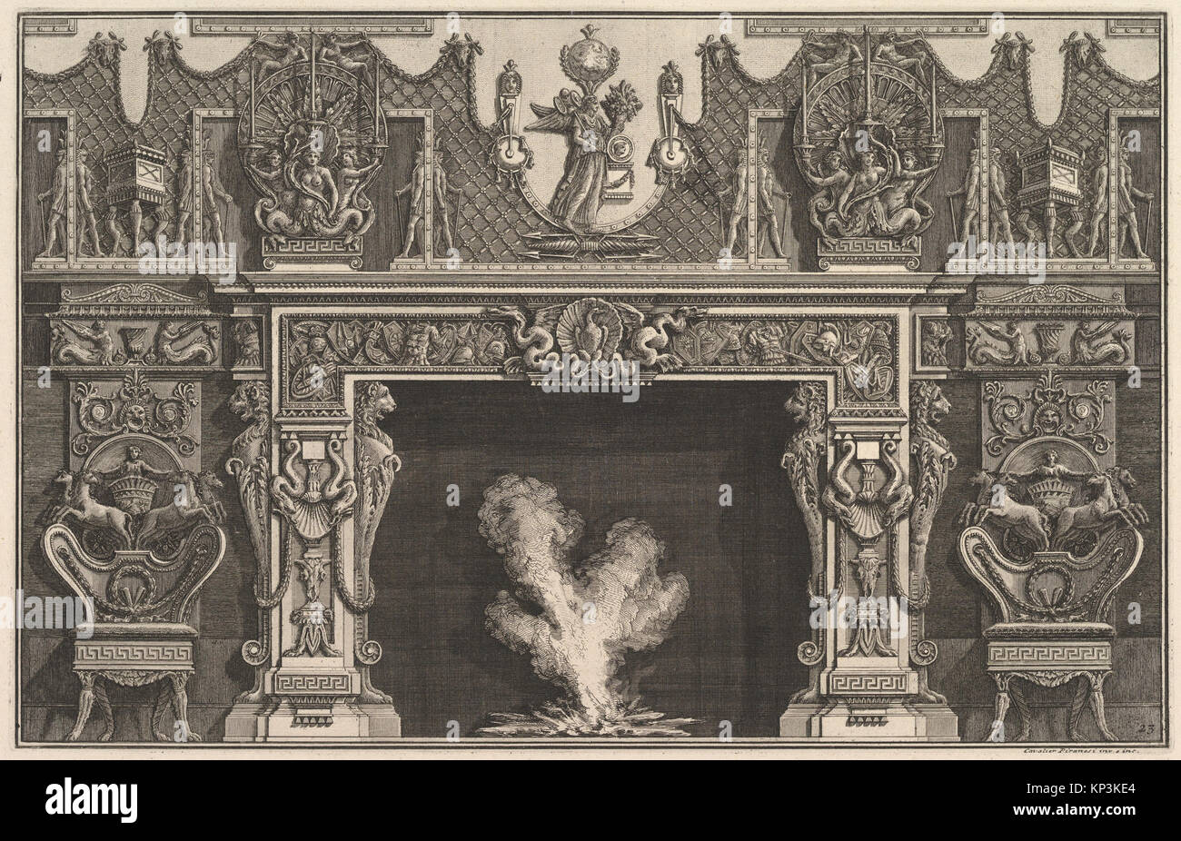 Bird in shell at the center of the lintel, with a frieze of trophies ...