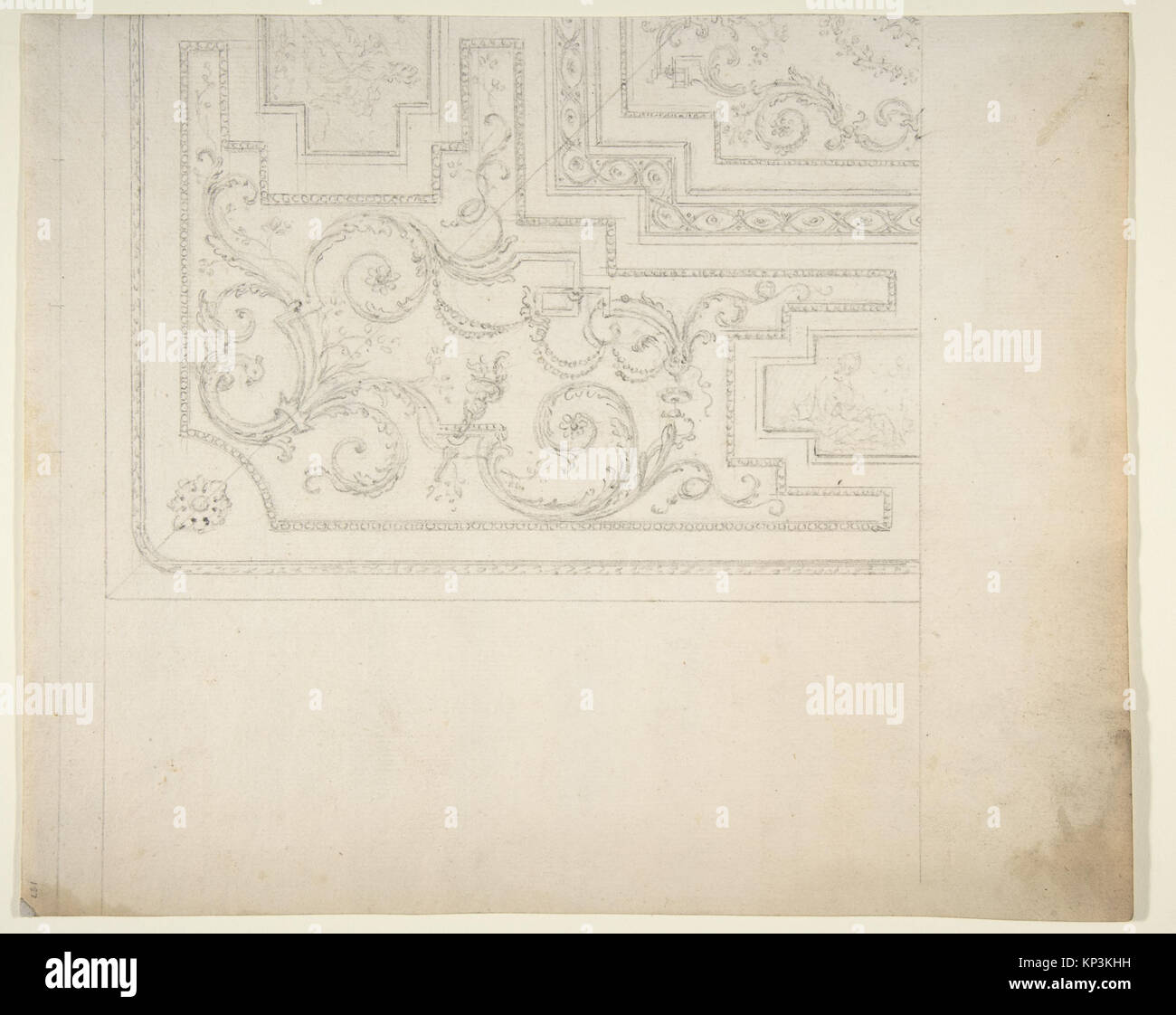 Architectural sketch of a ceiling showing structural and decorative ...