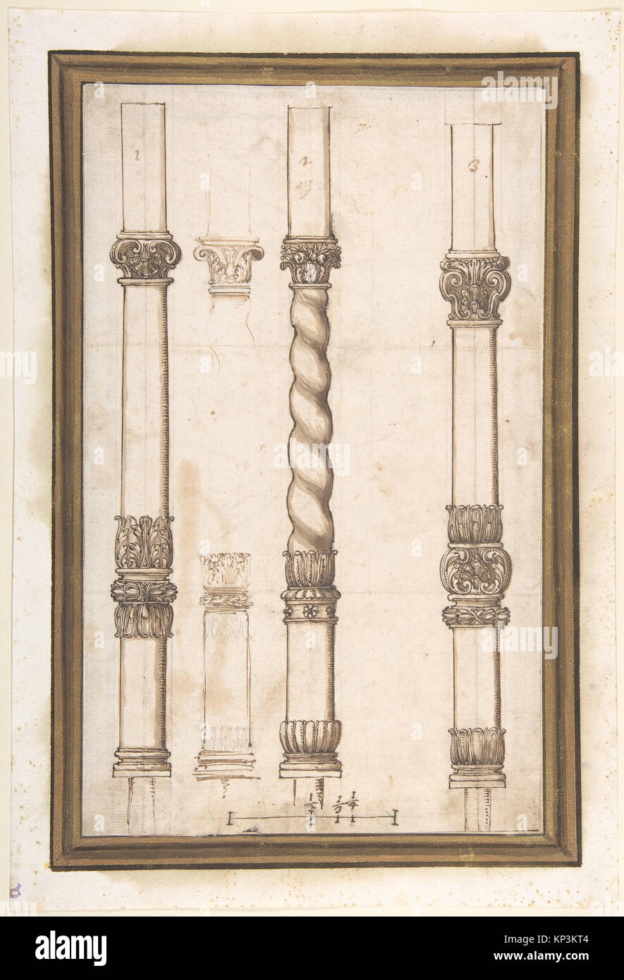 Illustration of four pillar designs showing structural form, decorative ...