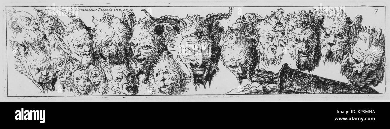 Historical illustrations showing satyrs and grotesque heads ...