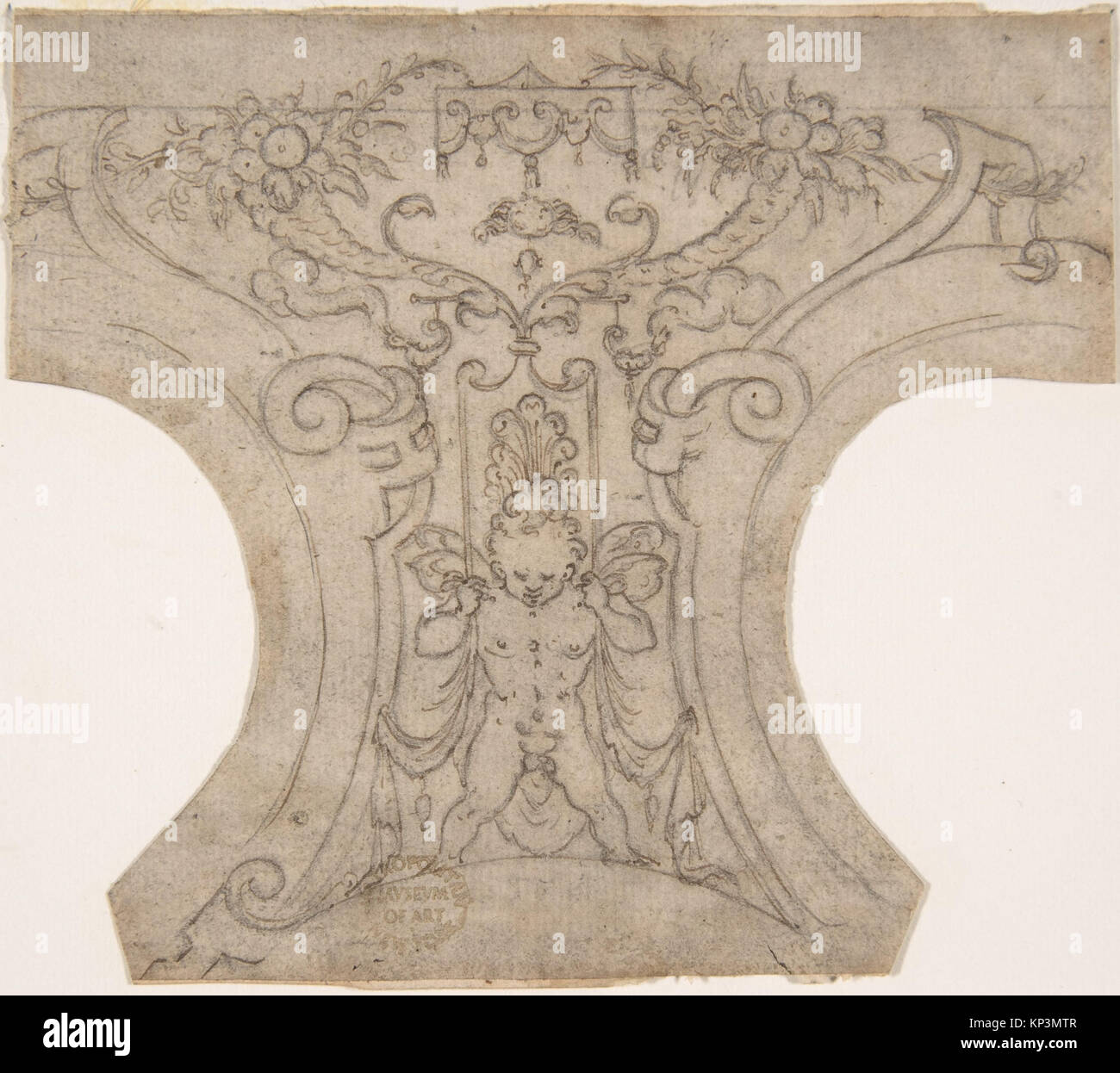 Design for a spandrel in a cove, featuring ornamental patterns and ...