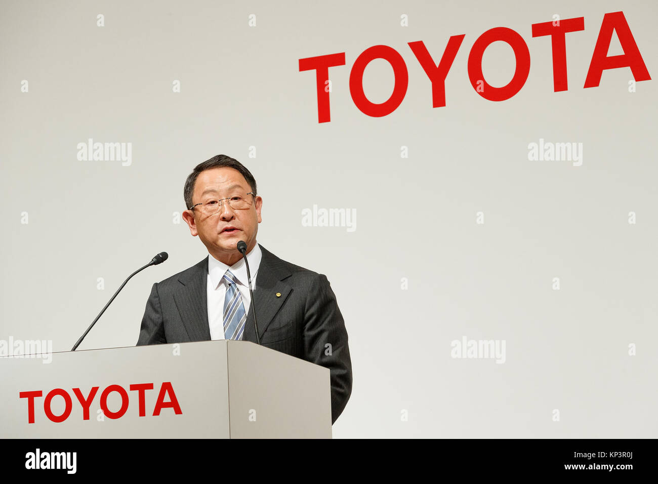 Tokyo, Japan. 13th December, 2017. Akio Toyoda, president of Toyota ...