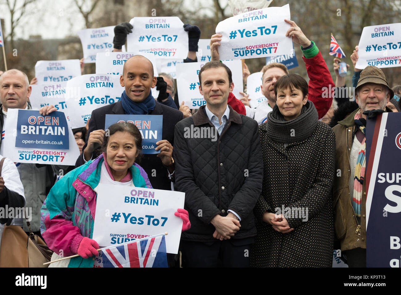 London, UK. 13th December 2017. Chuka Umunna MP, Tom Brake MP and ...
