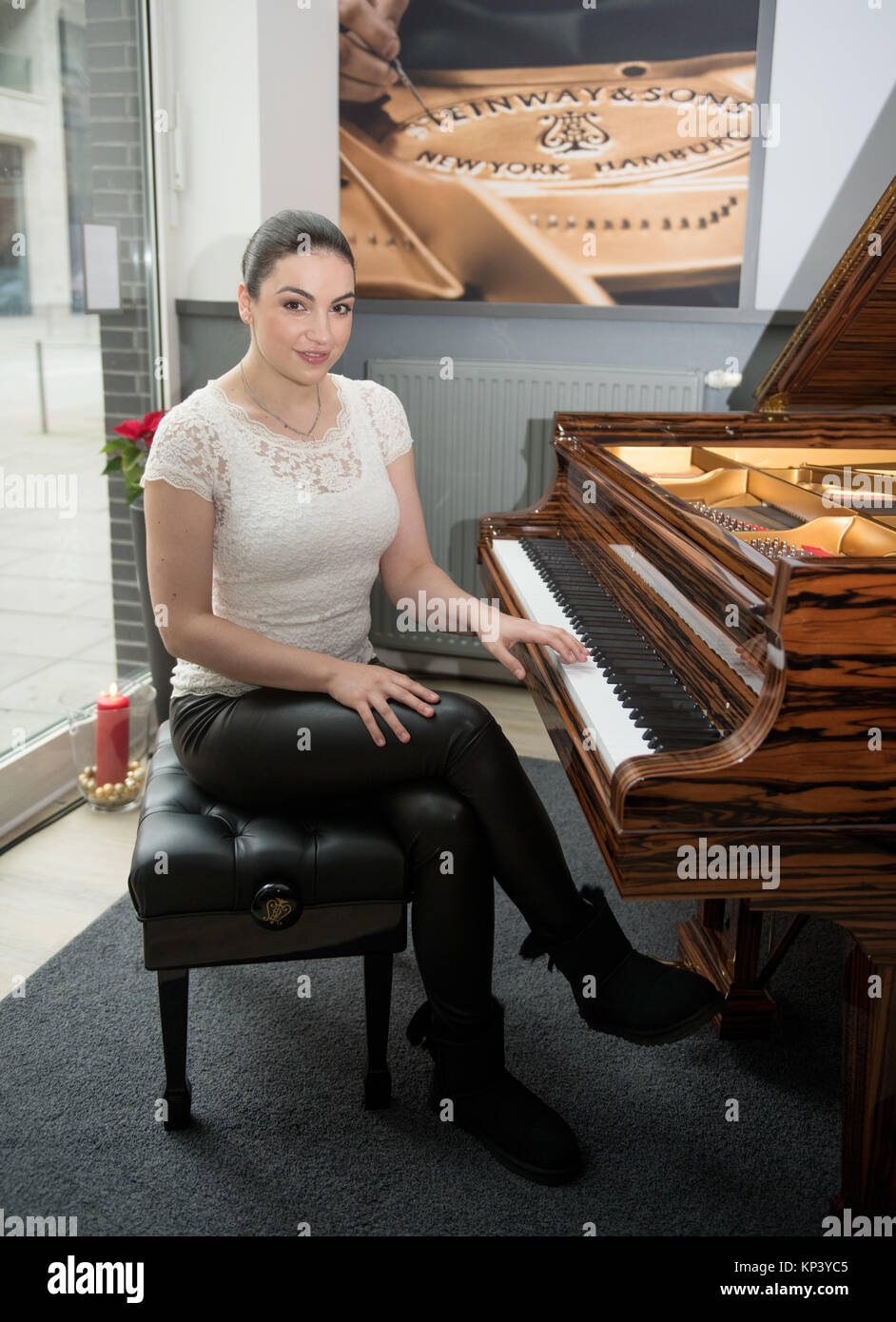 The pianist Olga Scheps smile in Hamburg, Germany, 13 December 2017 ...