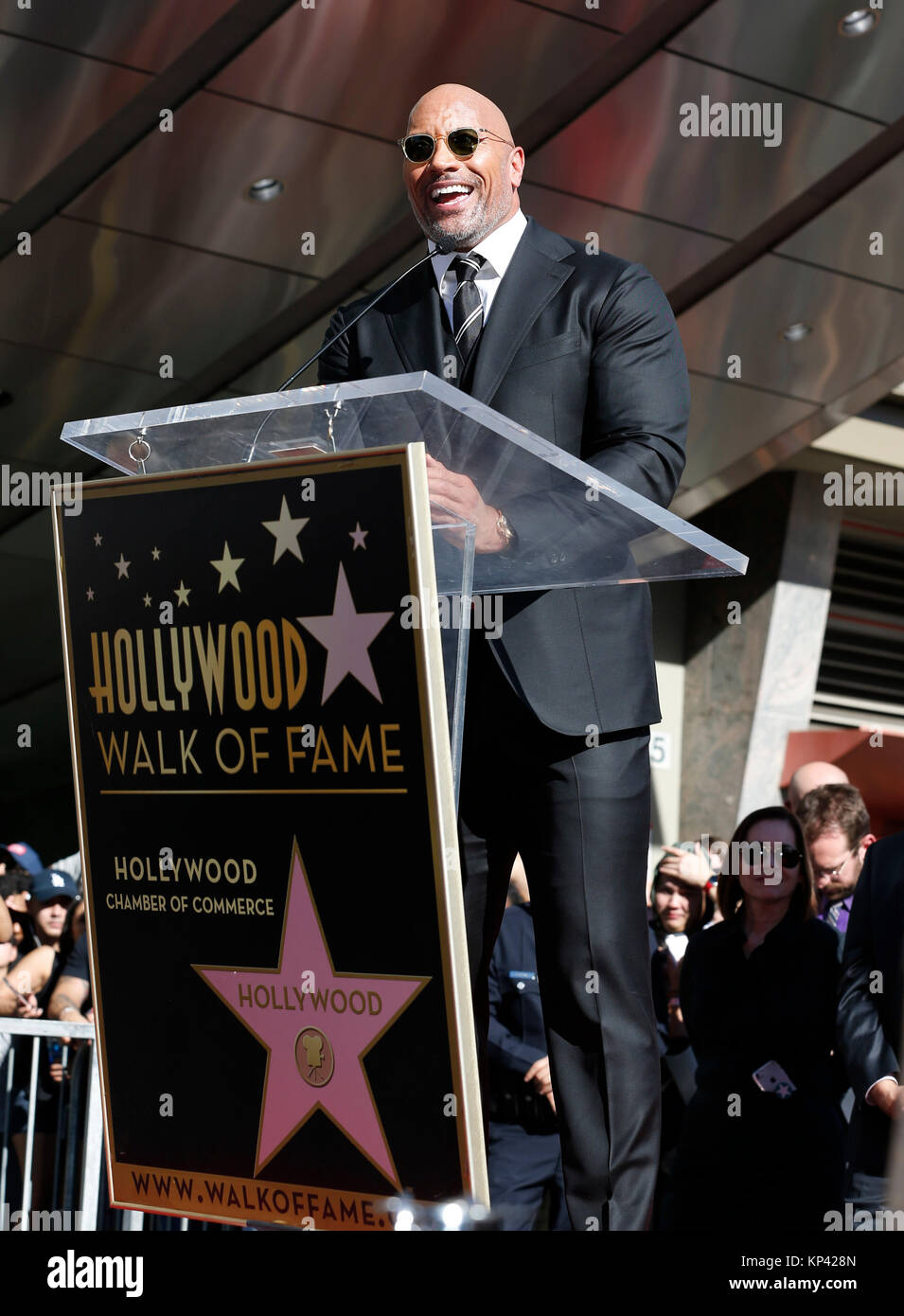 Los Angeles, USA. 13th Dec, 2017. Dwayne Johnson speaks at his ...