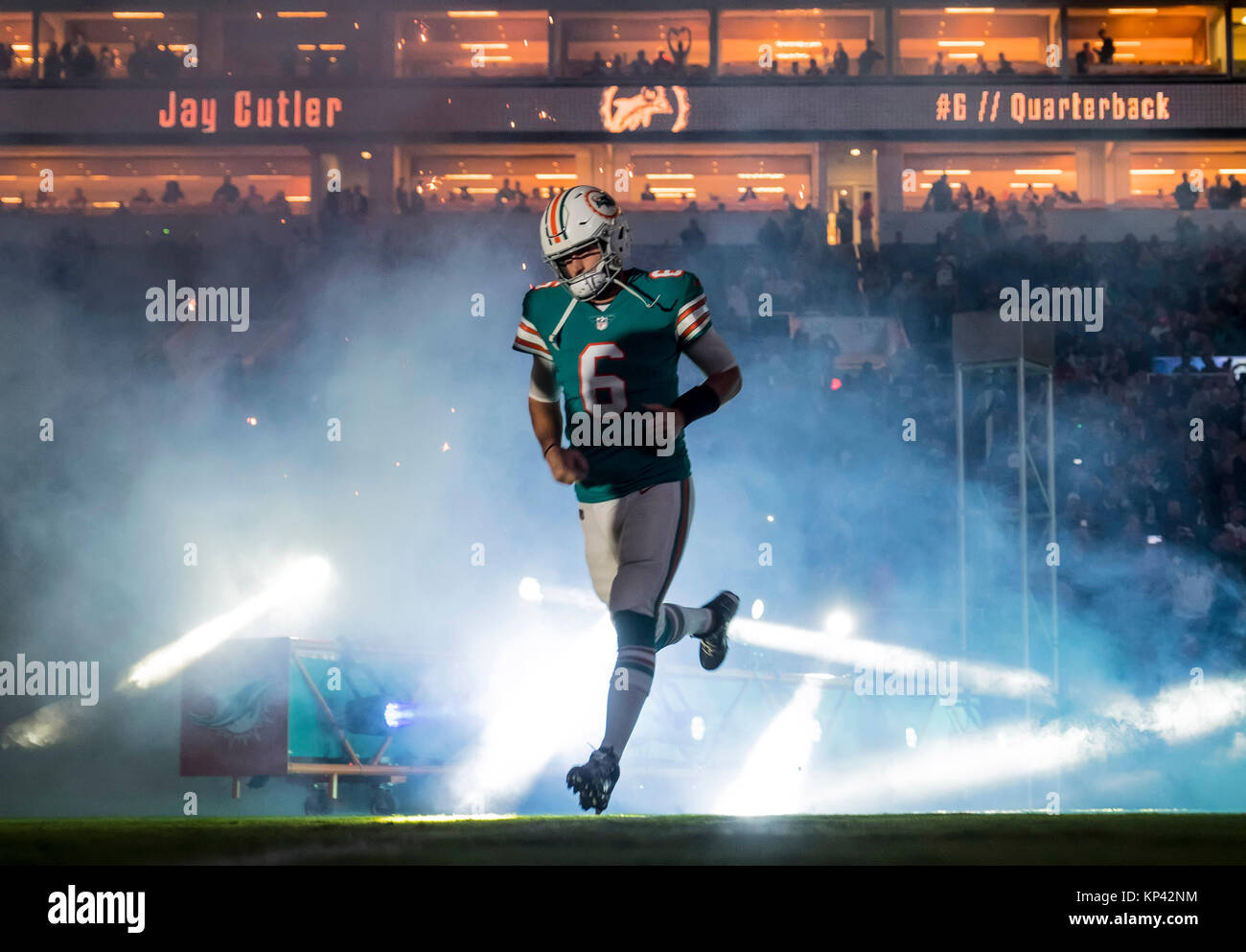 December 11, 2017: Jay Cutler #6 of Miami is introduced before the NFL ...