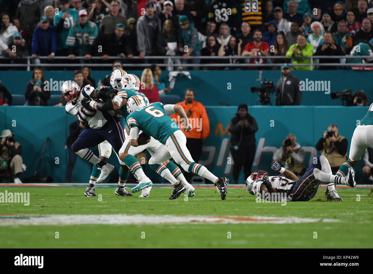 December 11, 2017: Jay Cutler #6 of Miami is nearly sacked by Jordan ...