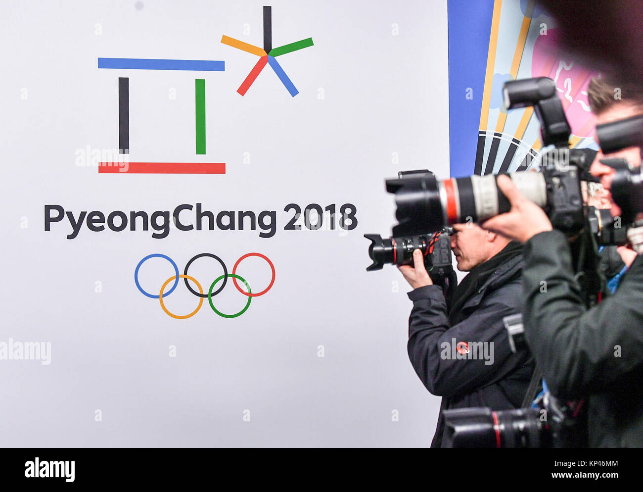 Berlin, Germany. 12th Dec, 2017. The logo of the 23rd Olympic Winter ...