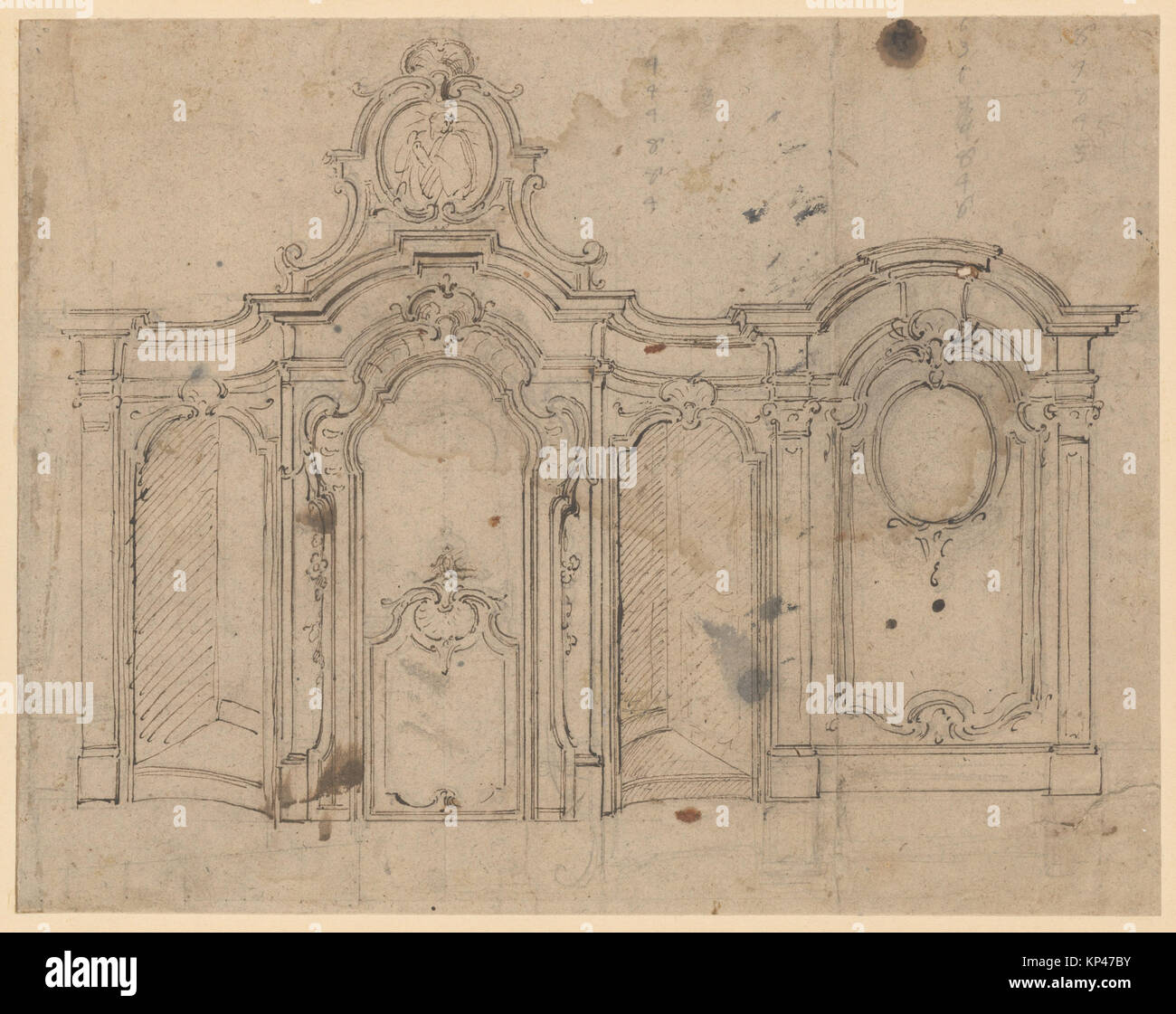 Architectural design for a confessional, showing interior layout ...