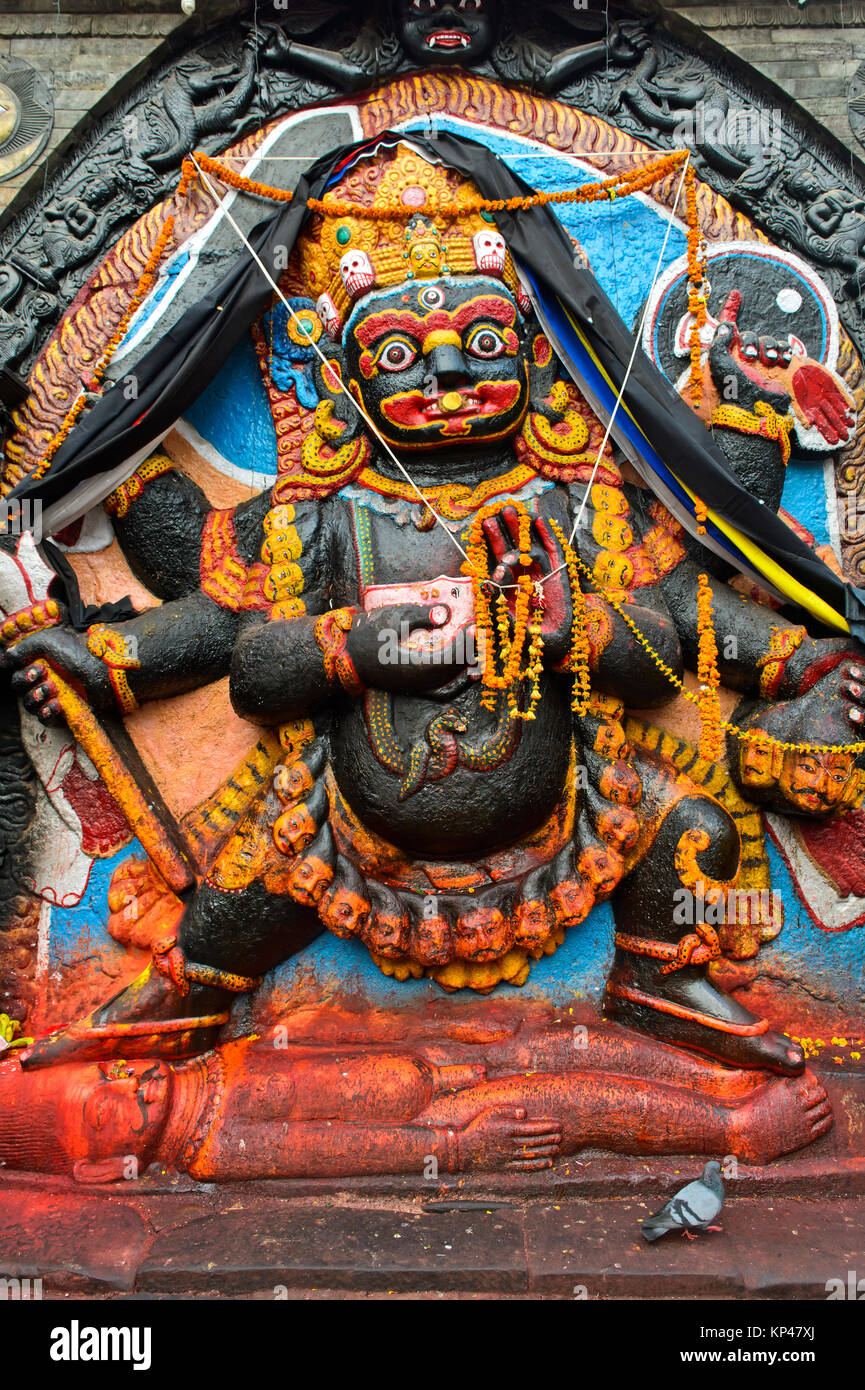 Hindu deity Kala Bhairav, Hanuman Dhoka Durbar Square, Kathmandu, Nepal ...