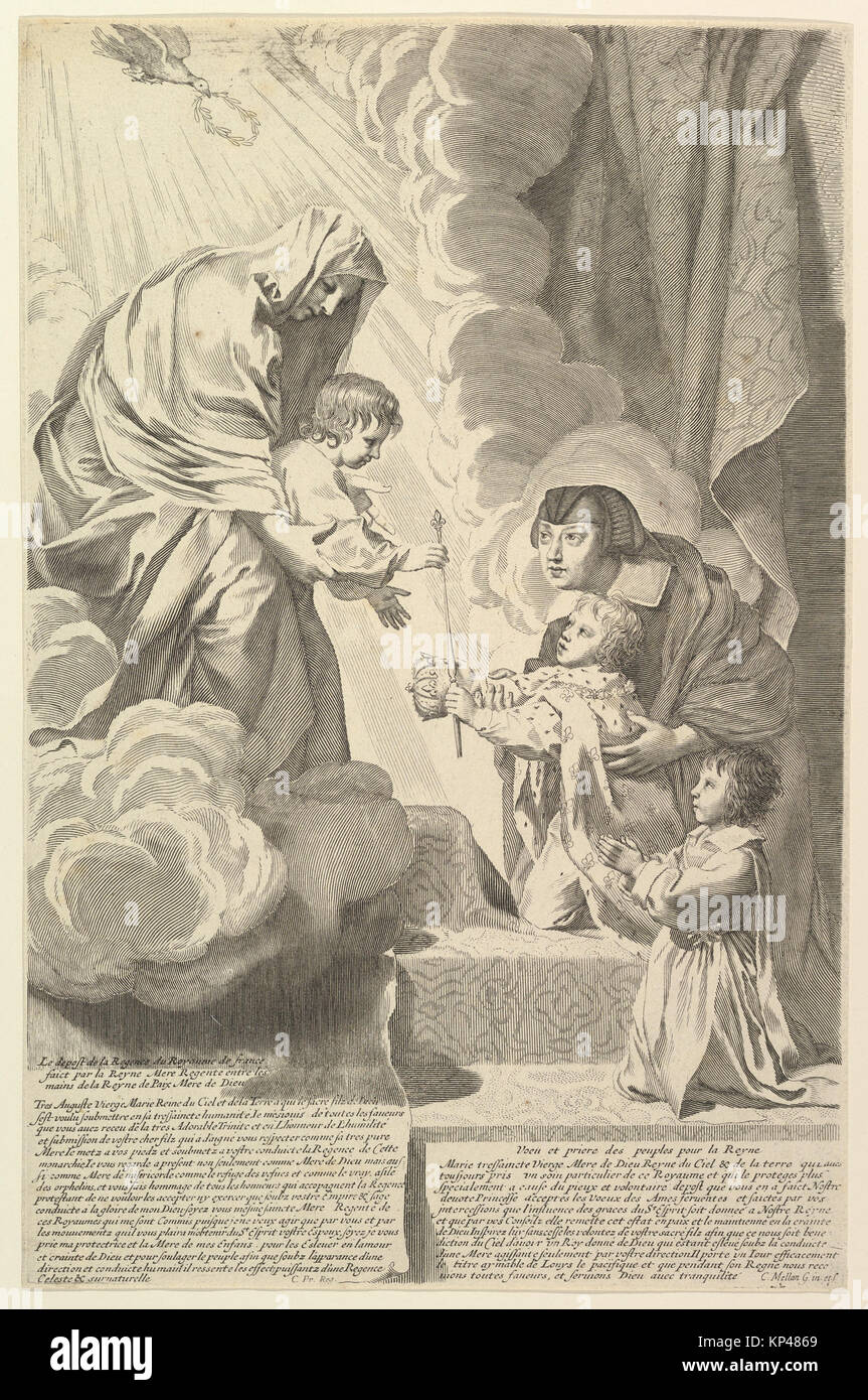 Anne of Austria with the Young Louis XIV and Monsieur before the Virgin ...